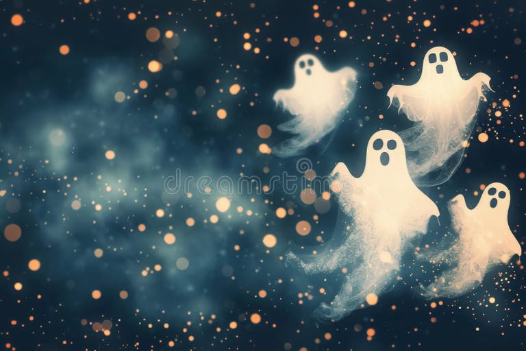 Halloween Night with Floating Ghosts Layout Background Stock ...