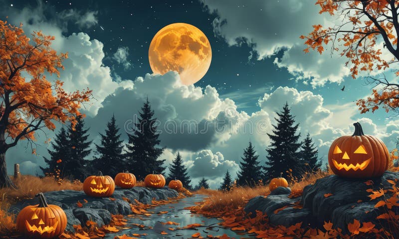 Halloween night wallpapers stock illustration. Illustration of ...