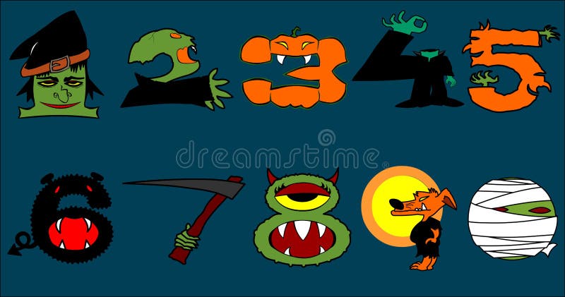 Halloween Numbers stock vector. Illustration of vector - 60696907