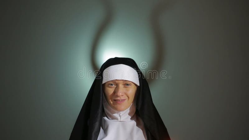 Halloween. Nun Prays. Shadows in the Form of Devil. Exorcism Stock ...