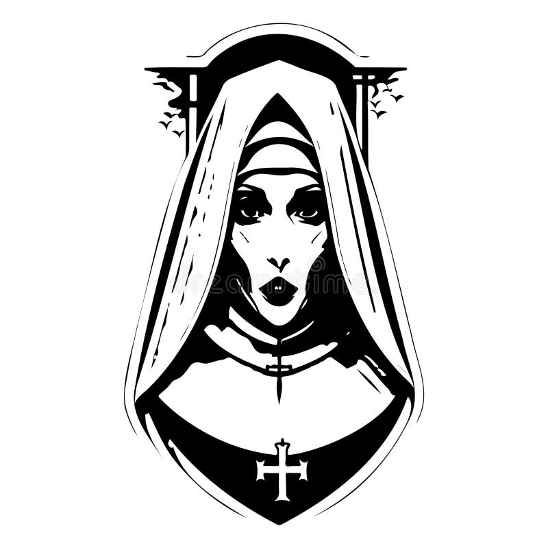 Halloween the Nun Scary Illustration Sketch Hand Draw Stock Vector ...