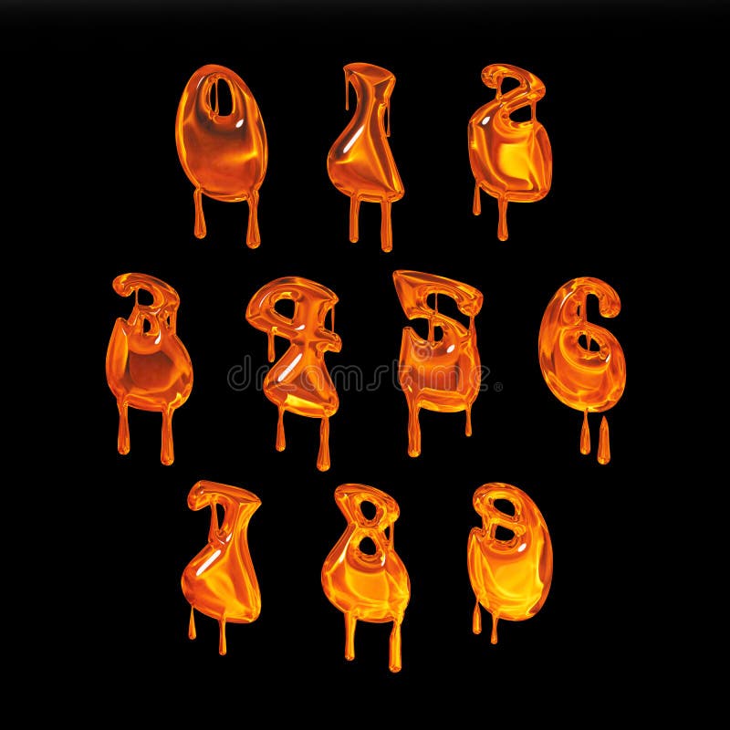 Halloween Orange Dripping Numbers Stock Illustration - Illustration of ...