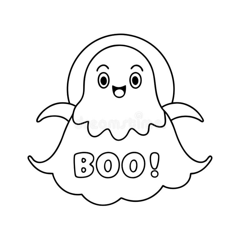 Halloween Outline Boo Vector Illustration Stock Vector - Illustration ...