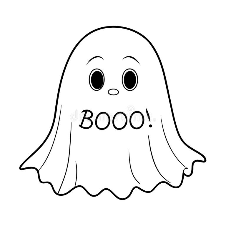 Halloween Outline Boo Vector Illustration Stock Vector - Illustration ...