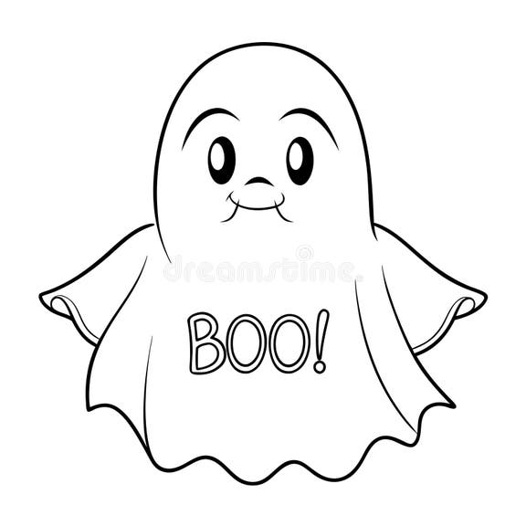 Halloween Outline Boo Vector Illustration Stock Vector - Illustration ...