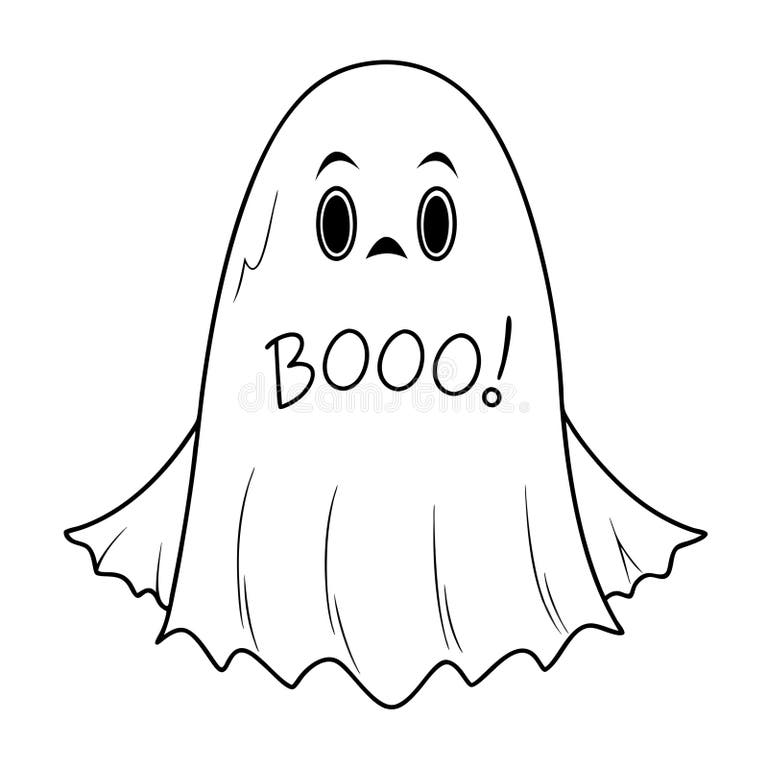 Halloween Outline Boo Vector Illustration Stock Vector - Illustration ...