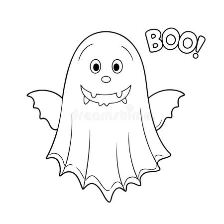Halloween Outline Boo Vector Illustration Stock Vector - Illustration ...
