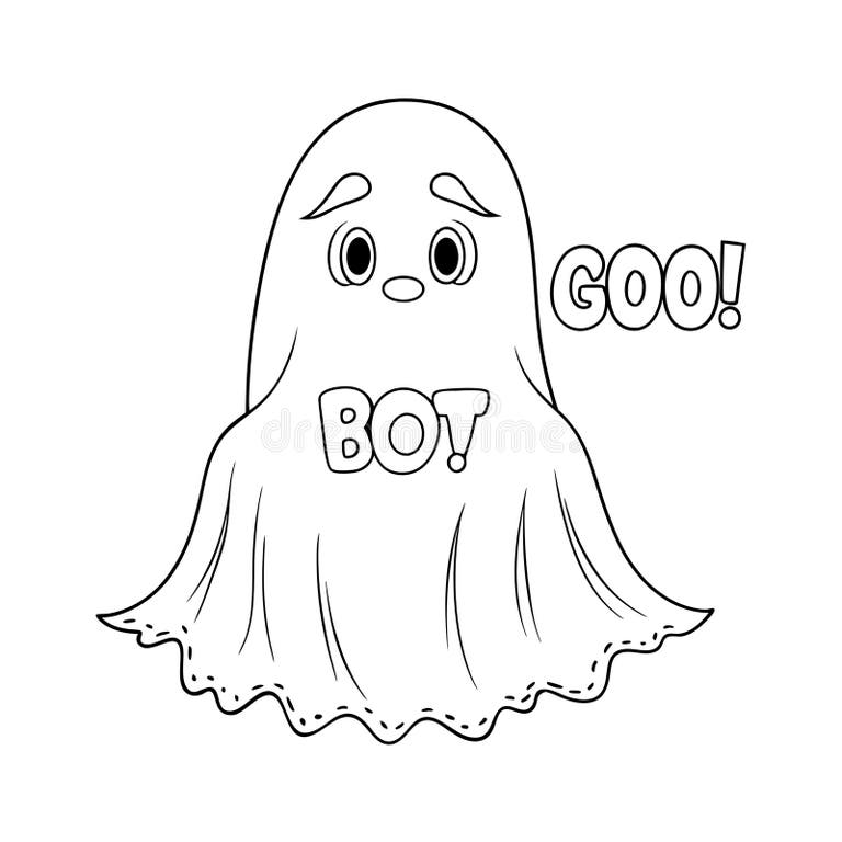 Halloween Outline Boo Vector Illustration Stock Vector - Illustration ...