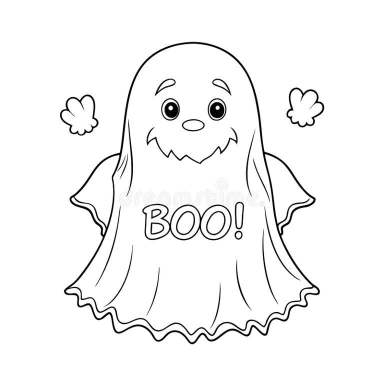 Halloween Outline Boo Vector Illustration Stock Vector - Illustration ...