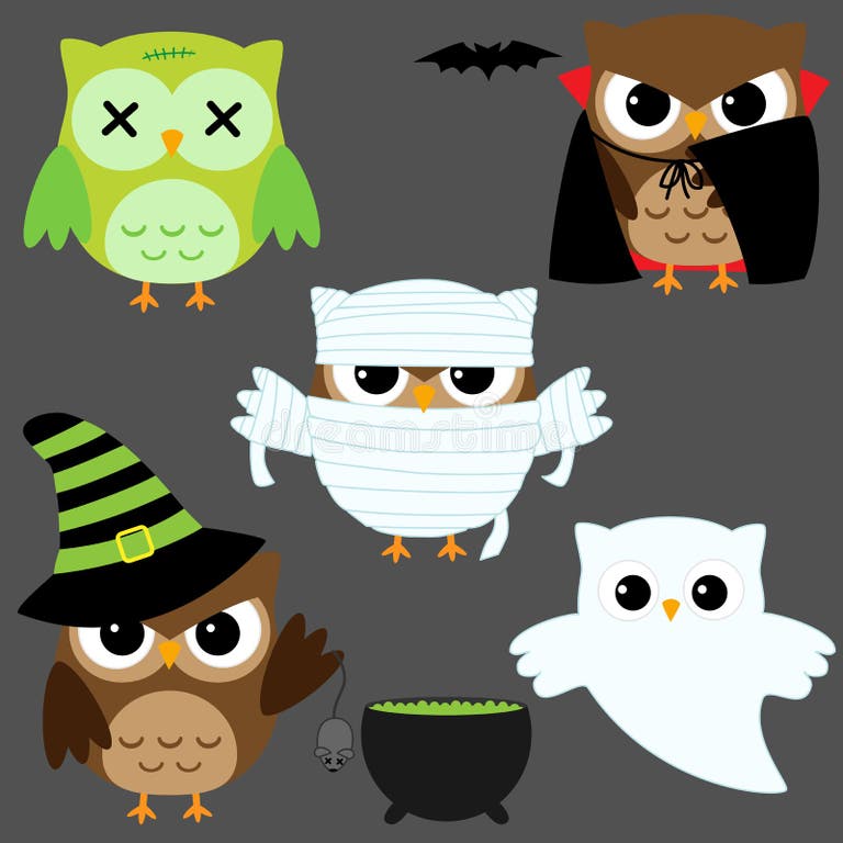 Halloween Owls Set Witch Stock Illustrations – 128 Halloween Owls Set ...