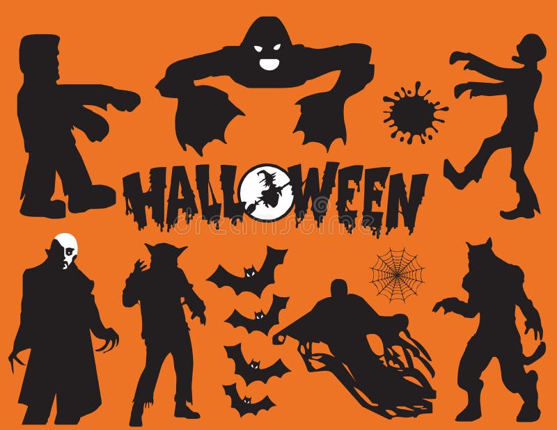 Set of Halloween Labels and Elements. Vector Horror Set Illustration ...