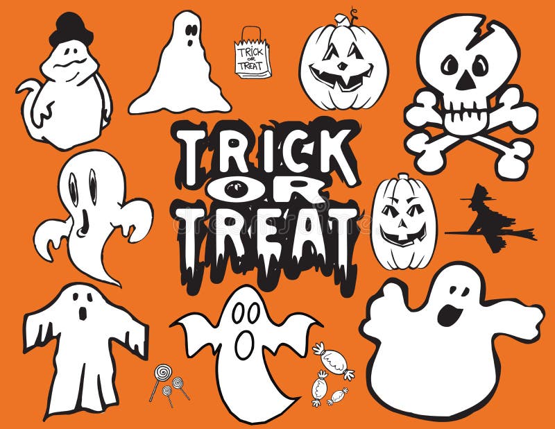 Set of Halloween Labels and Elements. Vector Ghosts Set Illustration ...