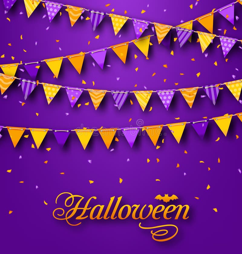 Halloween Party Background with Hanging Triangular String Stock Vector ...
