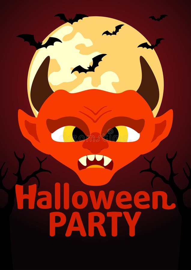 Halloween Party Banner with Devil Stock Vector - Illustration of ...