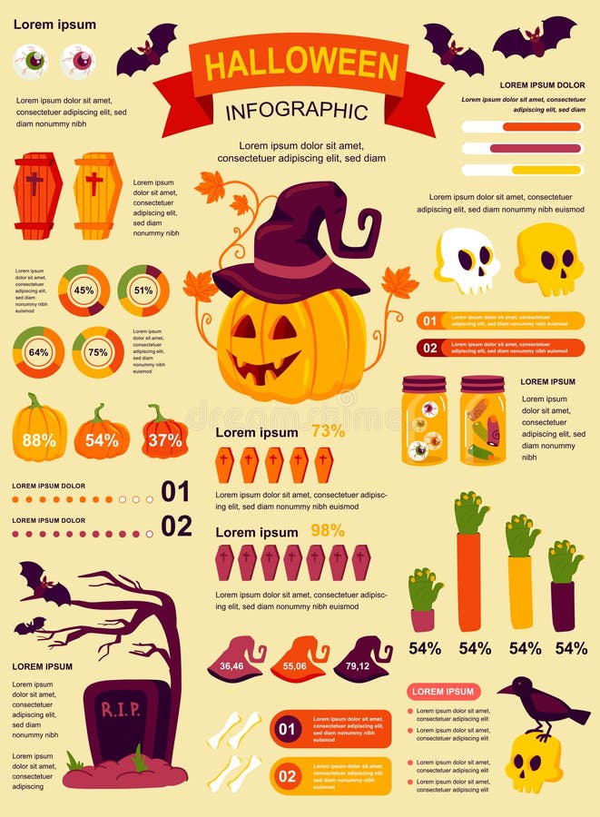 Halloween Party Banner with Infographic Elements. Poster Template with ...