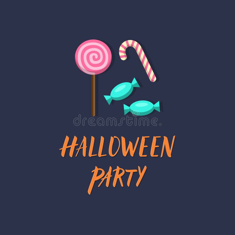 Halloween Party Candy Icons. Stock Vector - Illustration of trick, icon ...