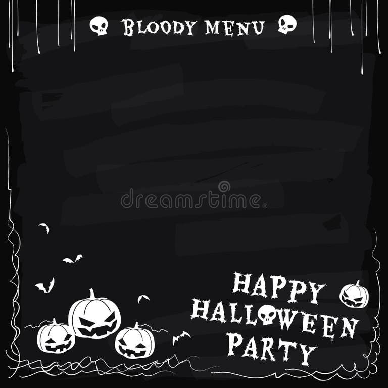 Halloween Party Chalkboard Menu Stock Vector - Illustration of graphic ...