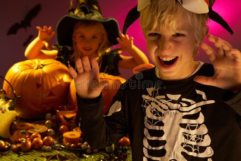 Halloween Party with Children Stock Image - Image of tradition, holiday ...