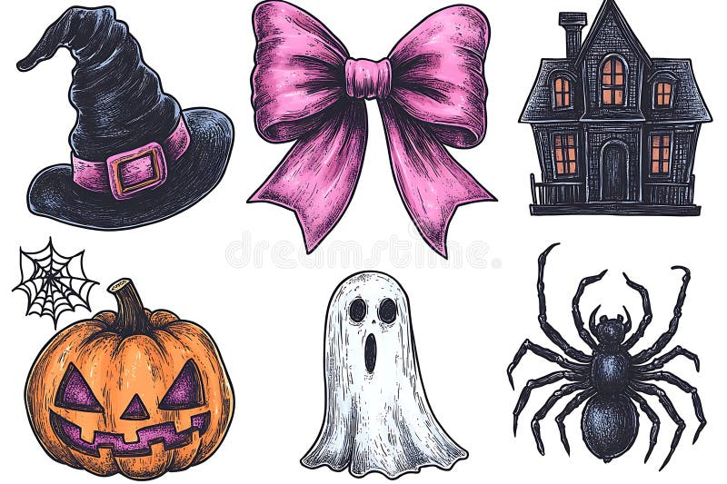Halloween Party Decorations Witch Hat, Bow, Haunted House, Spider ...