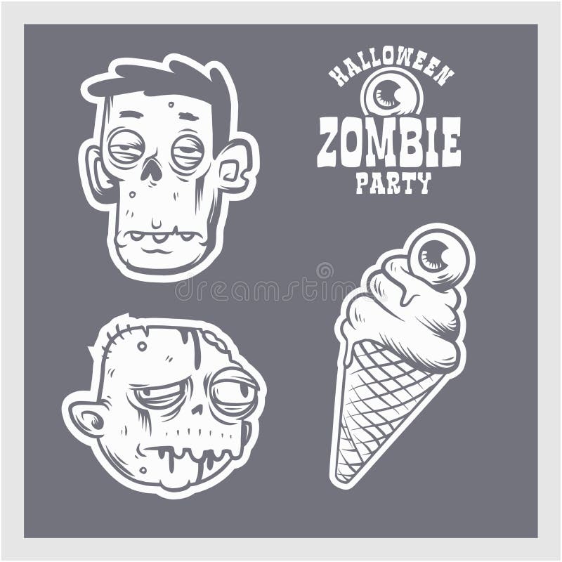 Halloween Party Design Template with Cartoon Zombie Stock Vector ...