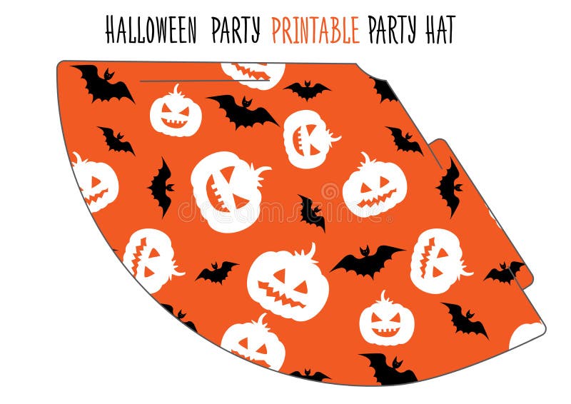 Halloween Party. Printable Hat Stock Illustration - Illustration of ...