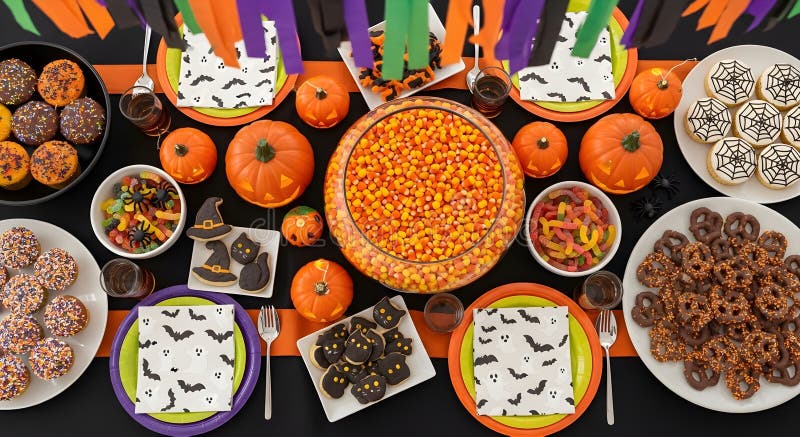 Festive Halloween Party Table Stock Illustrations – 11,105 Festive ...