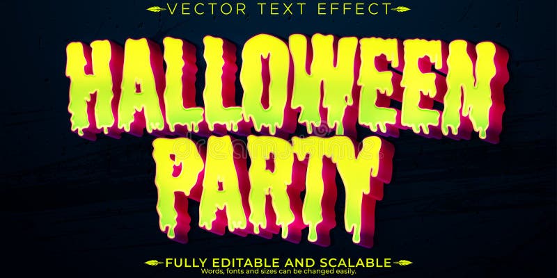 Halloween Party Text Effect, Editable Spooky and October Customizable ...