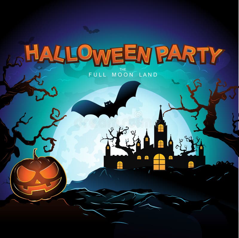 Halloween Party Vector Concept Full Moon Land Stock Vector ...