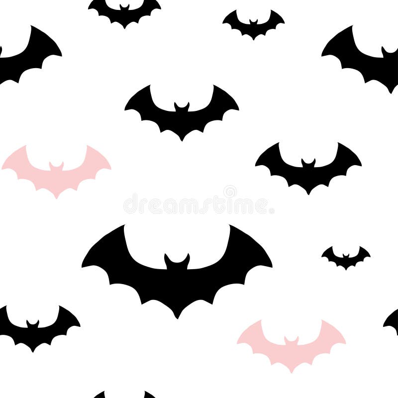 Halloween Pattern with Black and Pink Bats Stock Vector - Illustration ...