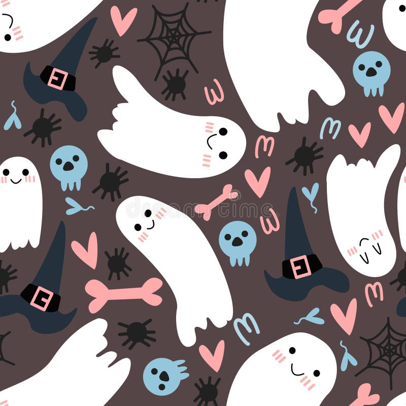 Halloween Pattern. a Repeating Pattern with Ghosts and Pumpkins ...