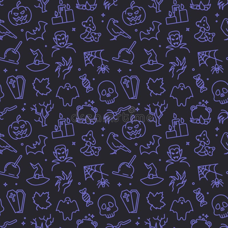 Seamless Background with Traditional Halloween Symbols Vector Pattern ...