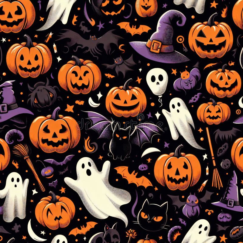 Halloween pattern vector stock illustration. Illustration of line ...