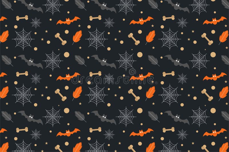 Halloween Pattern Vector on a Scary Dark Background. Halloween Minimal ...