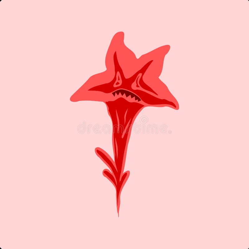 Halloween Pink Flower Angry Character Stock Vector - Illustration of ...