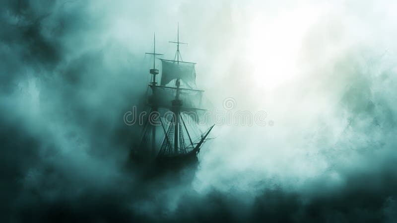 Halloween Pirate Ship, Ghostly Pirate Ship Emerging Stock Illustration ...