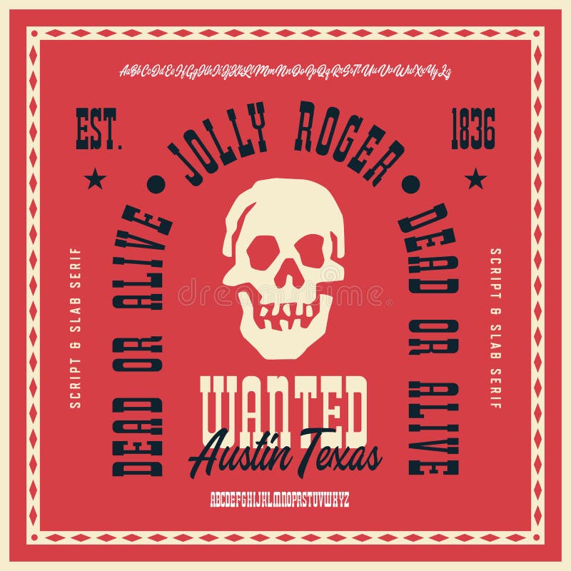 Halloween Pirate Theme Script and Slab Serif Fonts Stock Vector ...