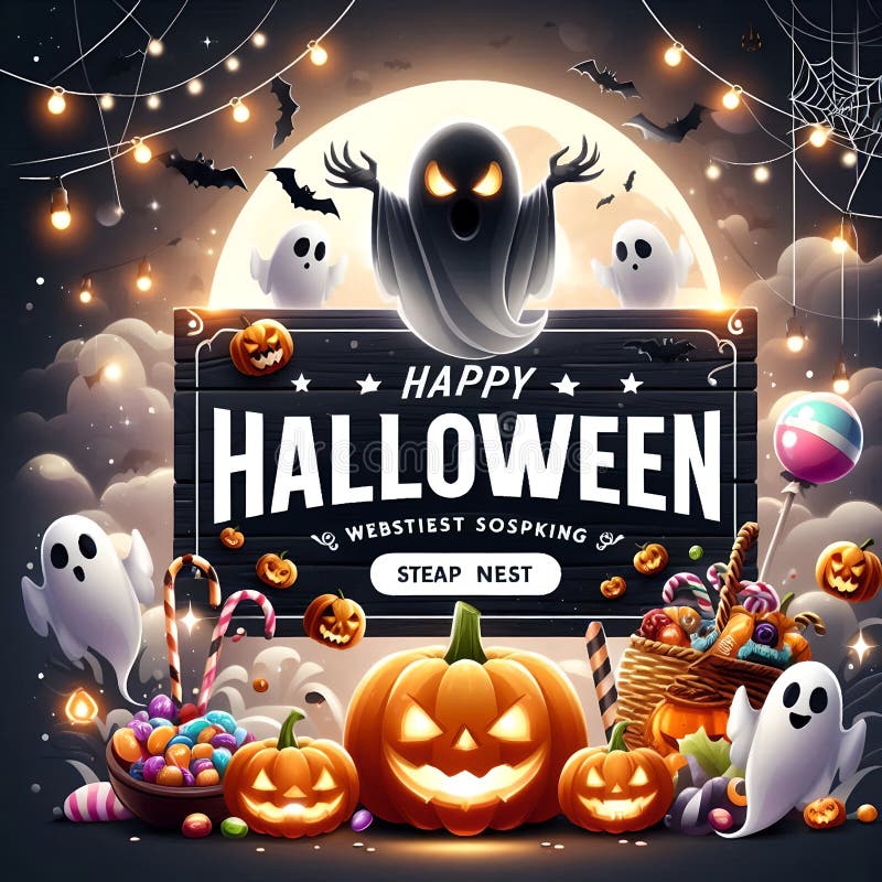 Halloween Promotion Poster stock illustration. Illustration of person ...