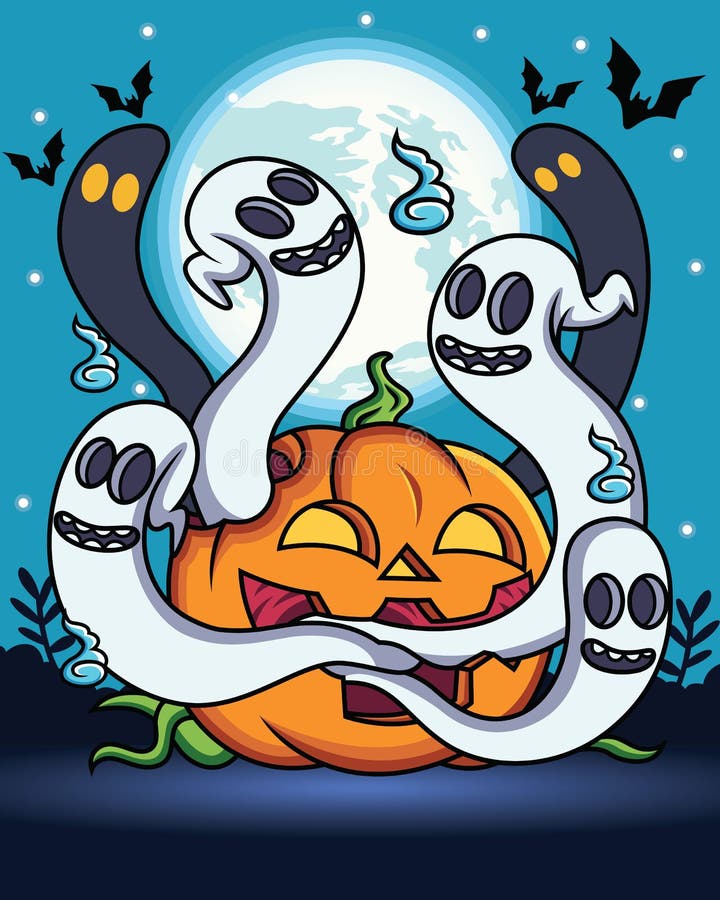 Cute Ghost with Dabbing Poses Cartoon Stock Vector - Illustration of ...