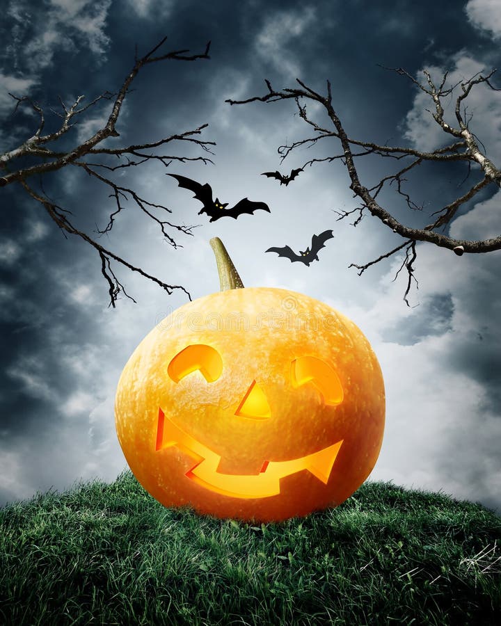 Halloween Pumpkin On Field. Stock Illustration - Illustration of ...