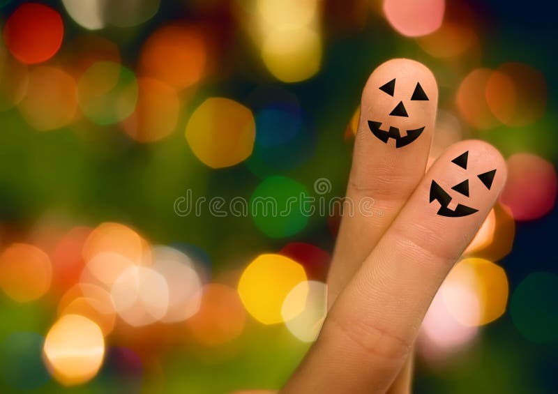 Halloween Pumpkin Finger Hug Stock Image - Image of background, dark ...