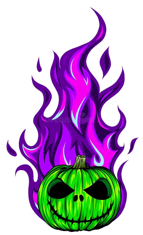 Colored Pumpkin on Fire Vector Illustration Design Stock Vector ...