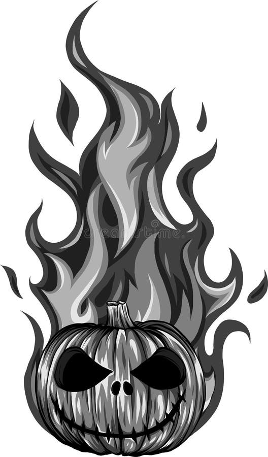 Design of Pumpkin in Fire Vector Illustration Design Stock Vector ...