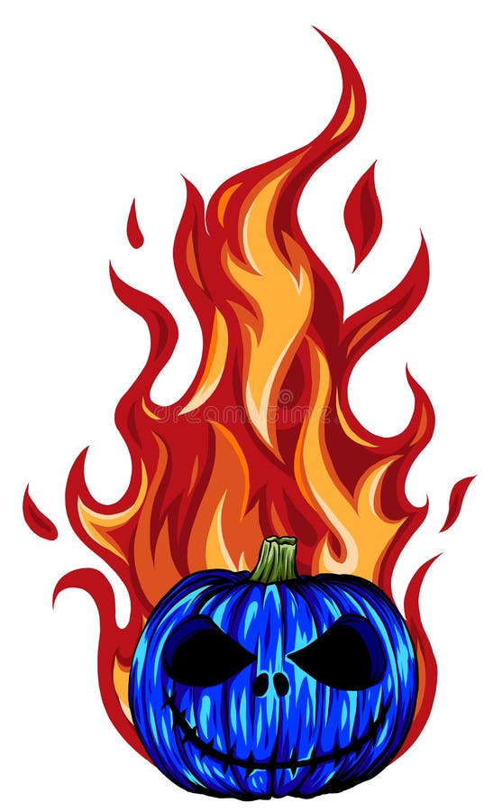 Halloween Pumpkin in Fire Vector Illustration Design Stock Vector ...