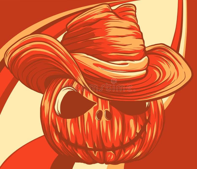 Halloween Pumpkin with Hat Vector Cartoon Illustration. Stock Vector ...