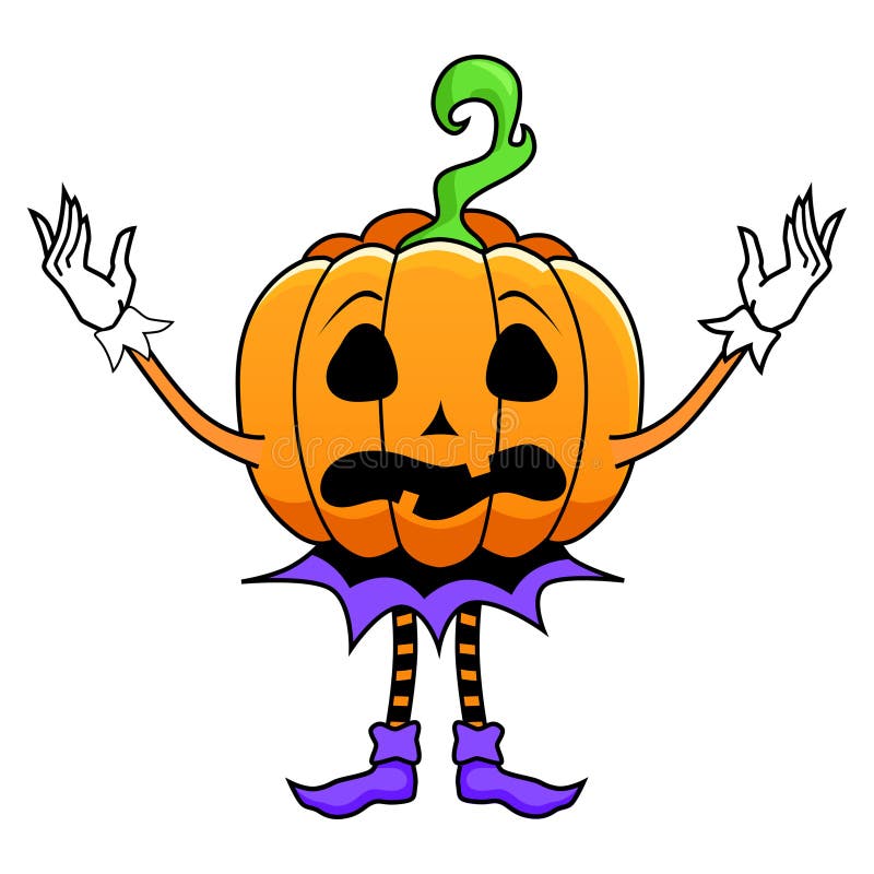 Halloween Pumpkin Lantern Character with Evil Face, Single Character ...