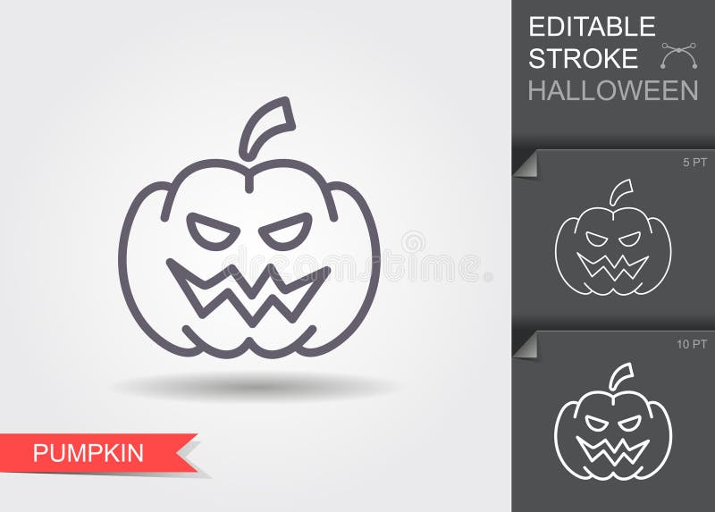 Halloween Pumpkin. Line Icon with Editable Stroke with Shadow Stock ...