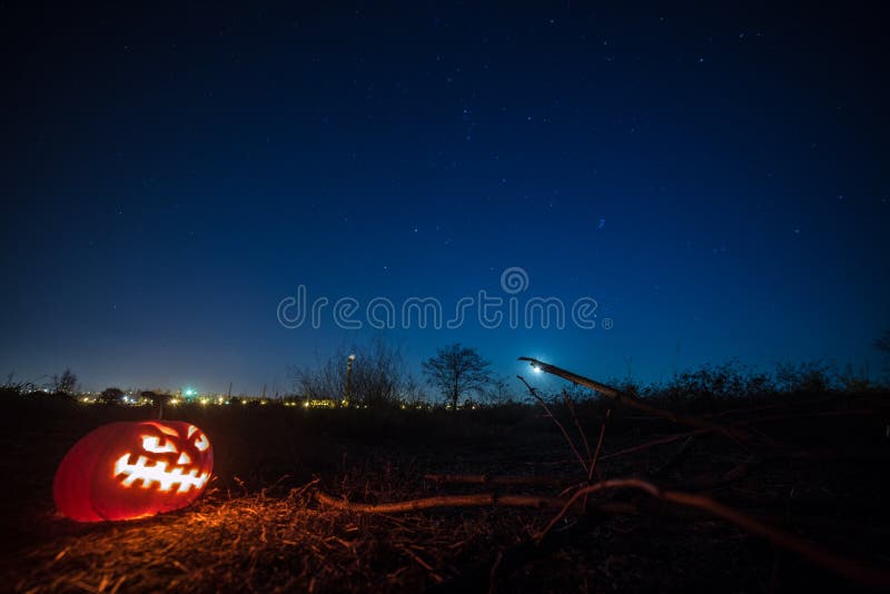 Halloween Pumpkin. Night Sky Stock Photo - Image of star, dark: 62638196