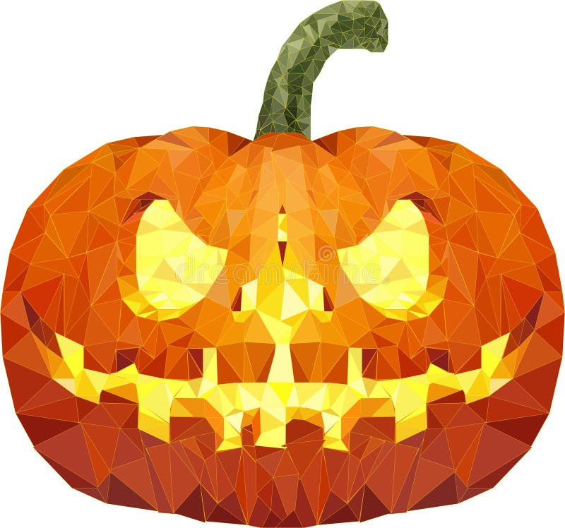 Halloween Pumpkin with Scary Face on White Stock Vector - Illustration ...