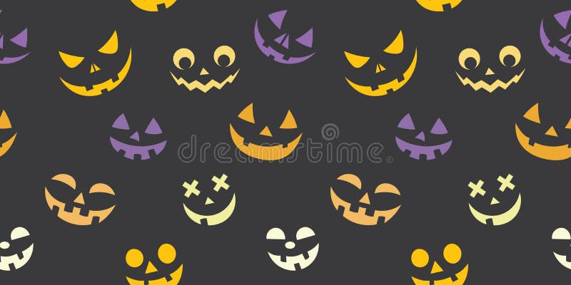 Halloween Pumpkin Smiles Seamless Repeat Pattern Vector Background ...