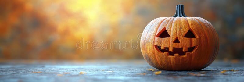 A Halloween Pumpkin with a Smiling Face on a Yellow Background ...